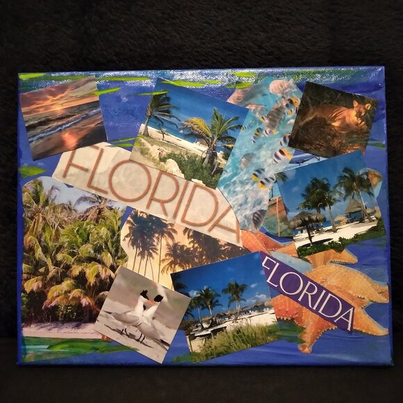 Hand Crafted | Art | Florida Collage On Canvas | Poshmark